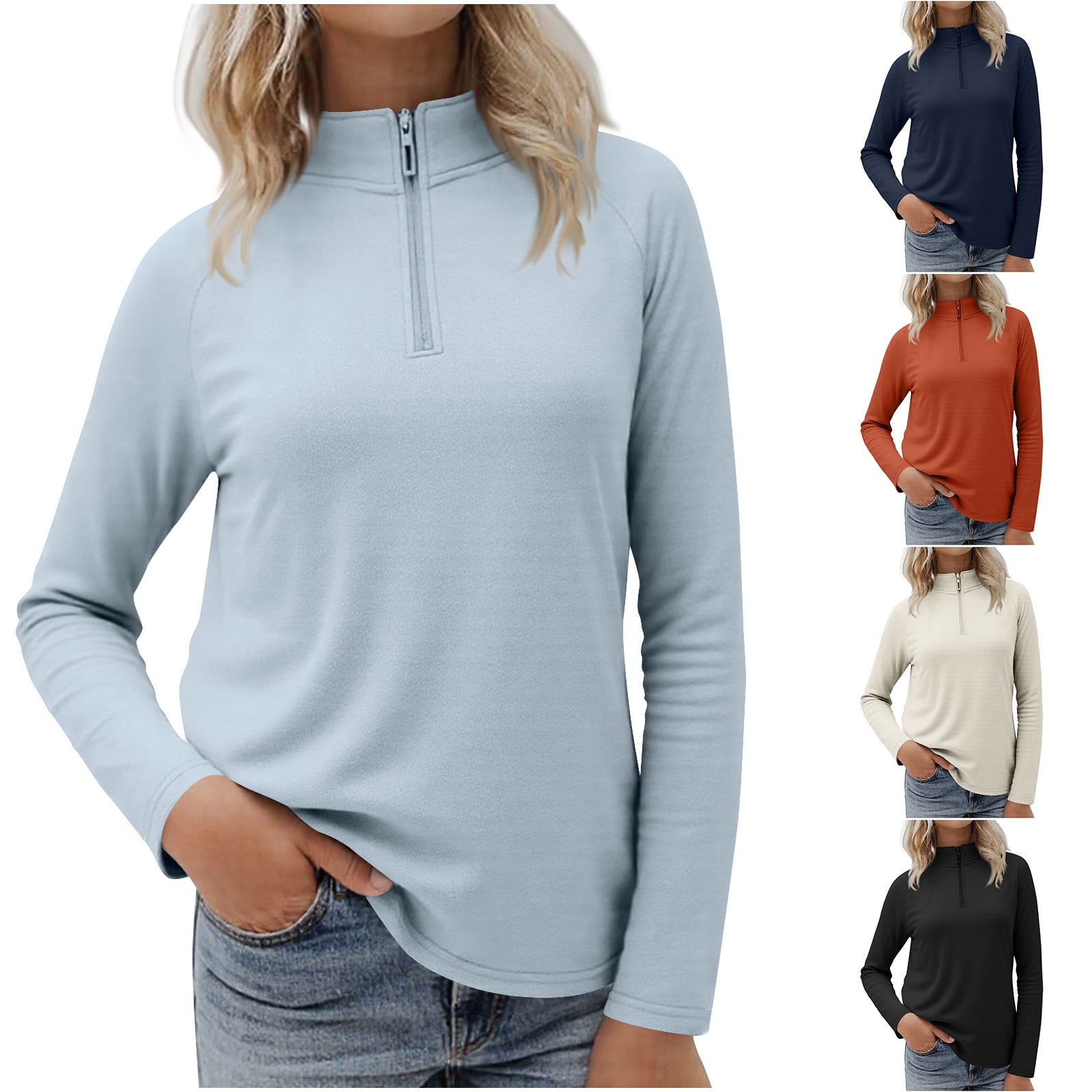 Mifsaly Plus Size Sherpa Fleece Jacket Women 1/4 Zip Long Sleeve Warm ...