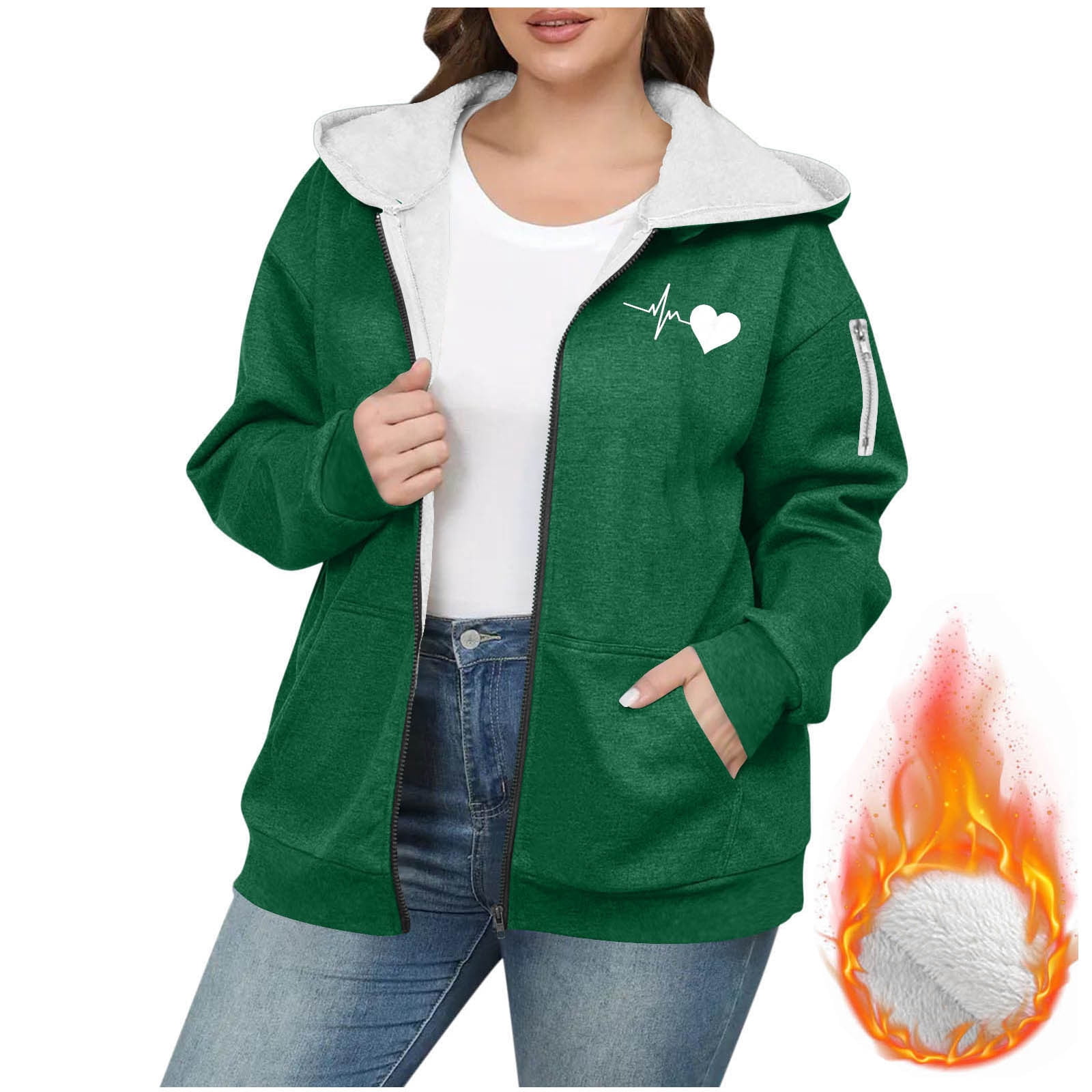 Mifsaly Plus Size Womens Fleece Jacket Oversized Zip up Sherpa Lined ...