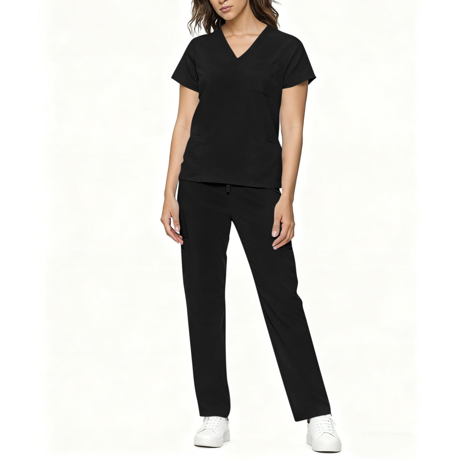 Mifsaly Scrub Sets for Woman Doctors Short Sleeve V-Neck Tops ...