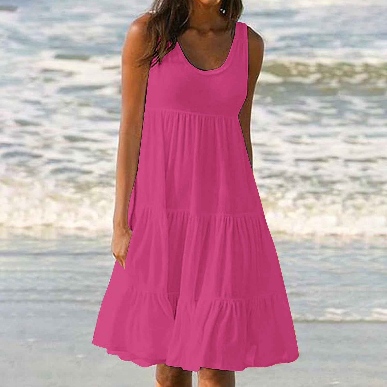 Mifsaly Summer Beach Dresses for Women Flowy Cotton Sleeveless Dresses ...