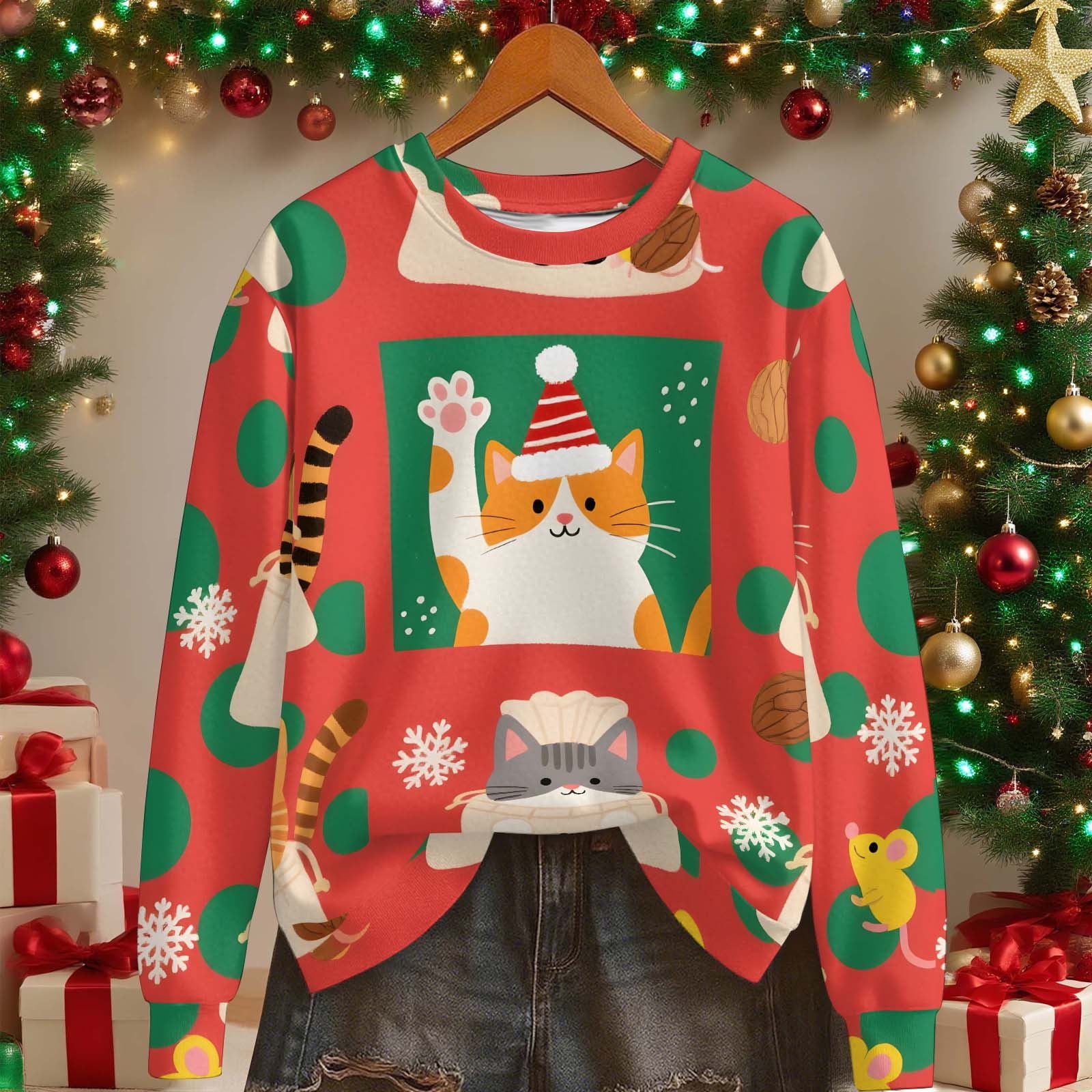 Mifsaly Ugly Christmas Sweatshirt for Women Cute Fleece Warm Xmas ...