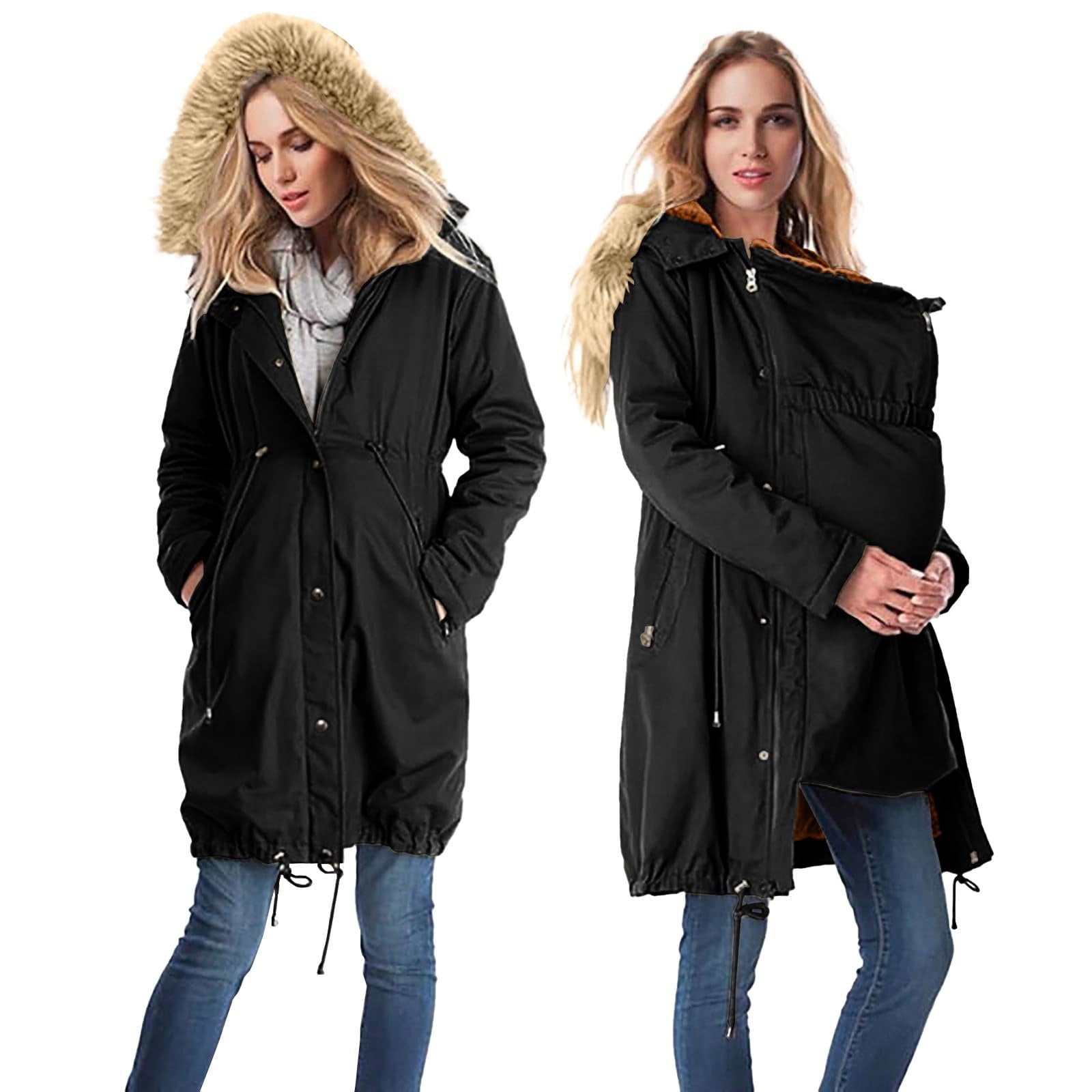 Mifsaly Women 3 In 1 Winter Coat Maternity Warm Quilted Jacket Mid ...