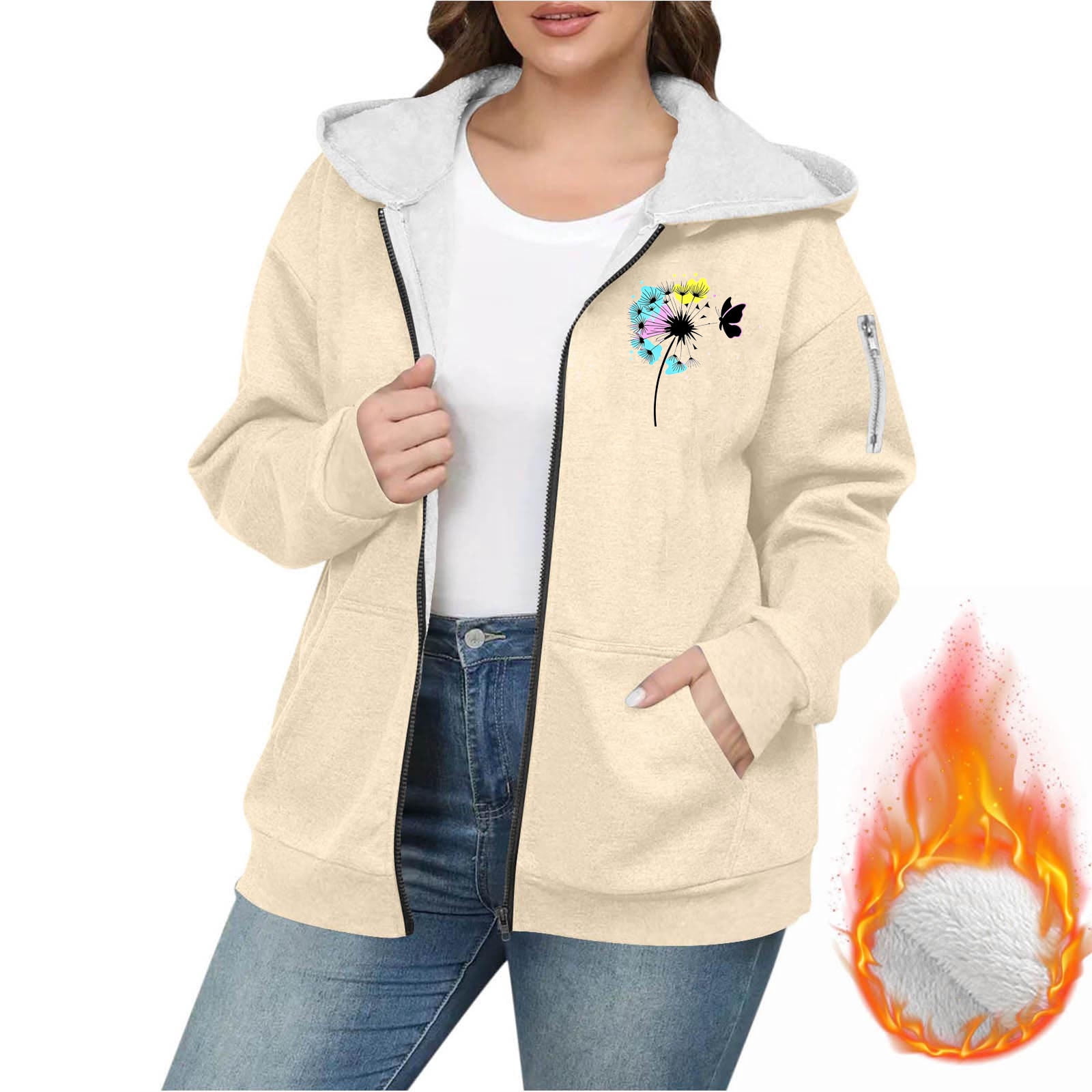 Mifsaly Women's Fleece Jacket Plus Size Full Zip Hooded Sherpa Lined ...