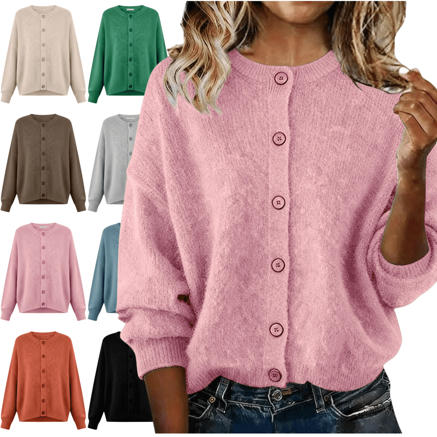 Mifsaly Women's Sweater Cardigan Business Button Down Fall Knit ...