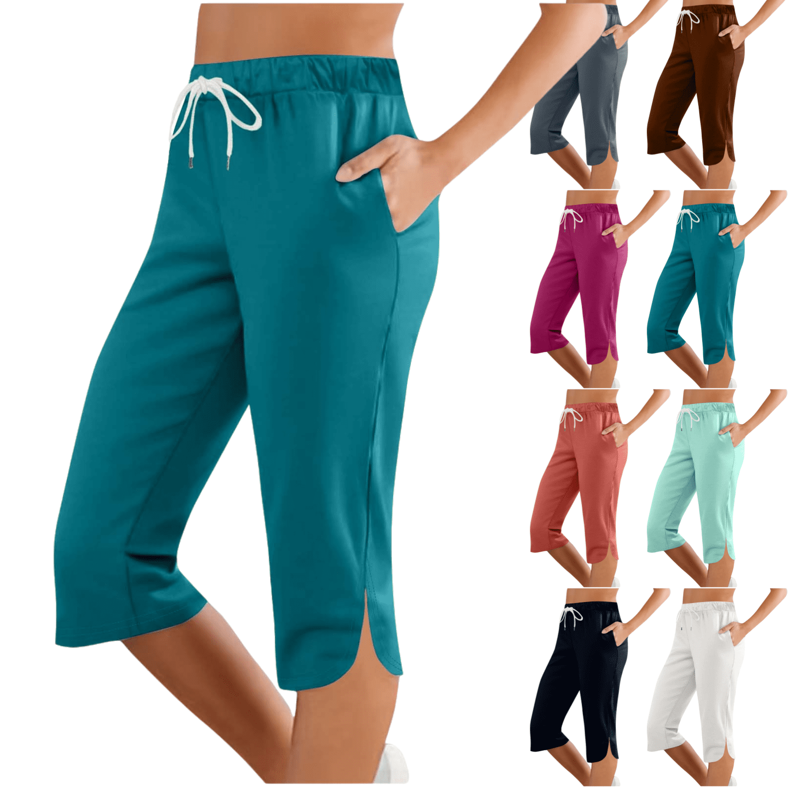 Mifsaly Womens Capri Pants Baggy High Waist Athletic Pant Lounge ...