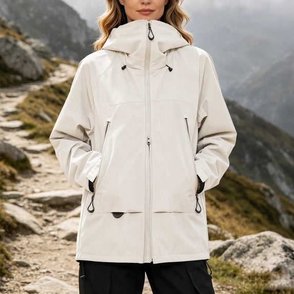 Mifsaly Womens Softshell Jacket Full Zip Stand Collar Long Sleeve ...