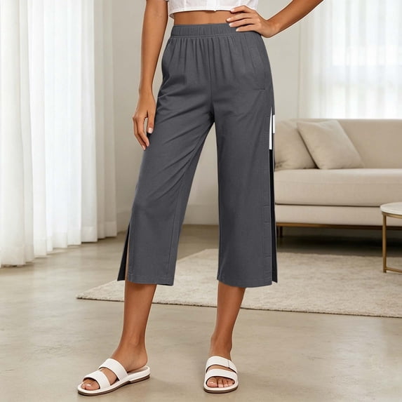 Mifsaly Womens Tear Away Capri Pants Wide Leg Post Surgery Recovery ...