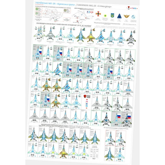Mig 29 Fighter Jet Poster 16"x24" 16x24 Identification Chart Multi ...
