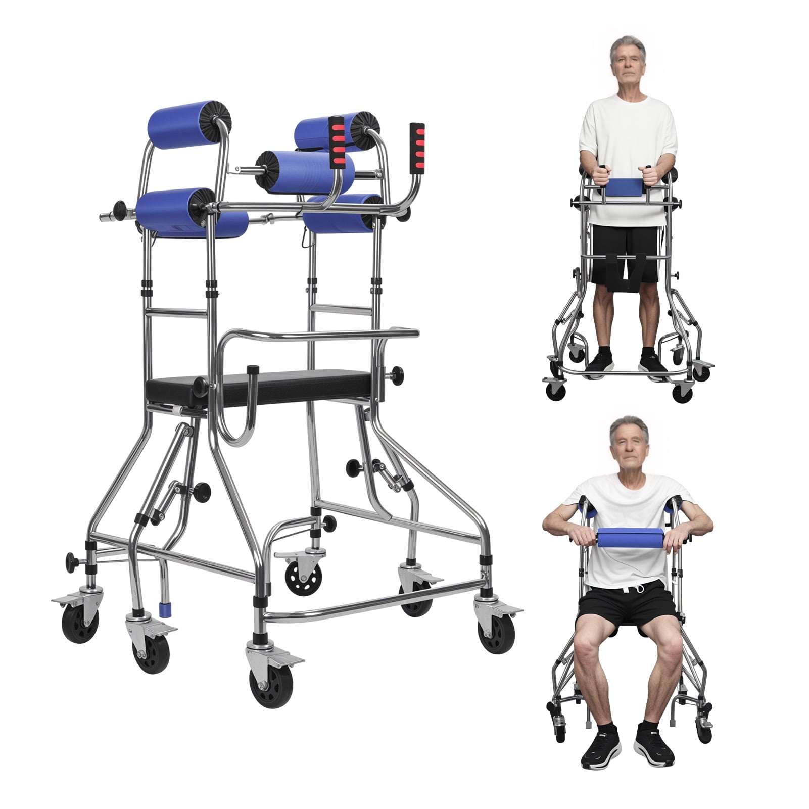 Miganle Adult Standing Walker, Height and Width Adjustable Walker for ...