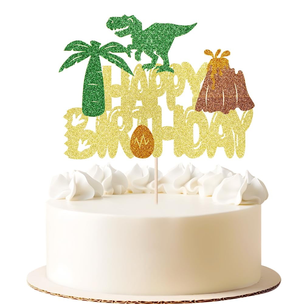 Migeaks Dinosaur HappyEGSC Birthday Cake Topper, Funny Dino Cake ...