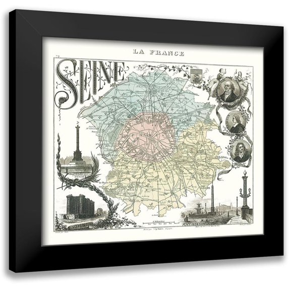 Migeon 17x15 Black Modern Framed Museum Art Print Titled - Seine ...