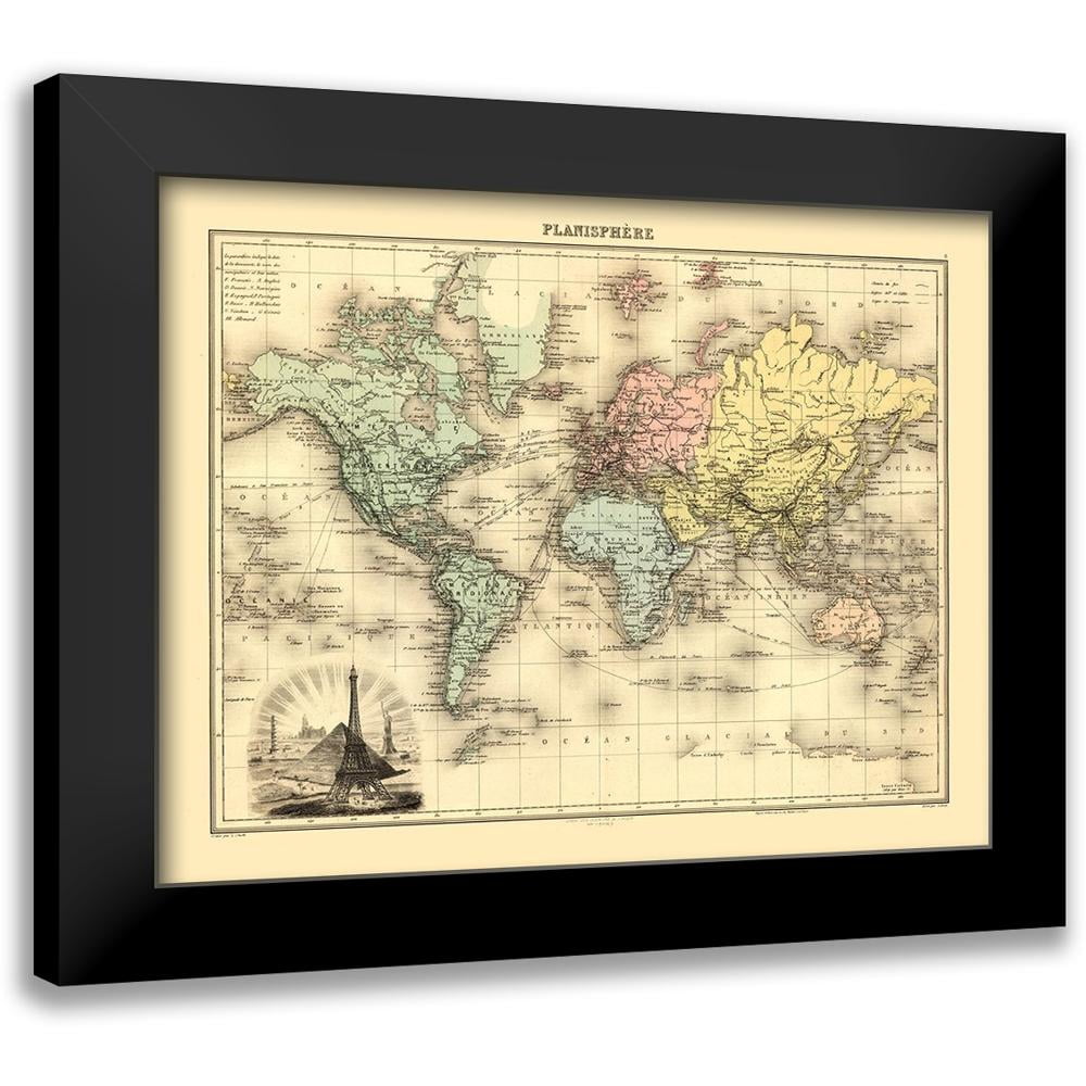 Migeon 24x20 Black Modern Framed Museum Art Print Titled - Planisphere ...