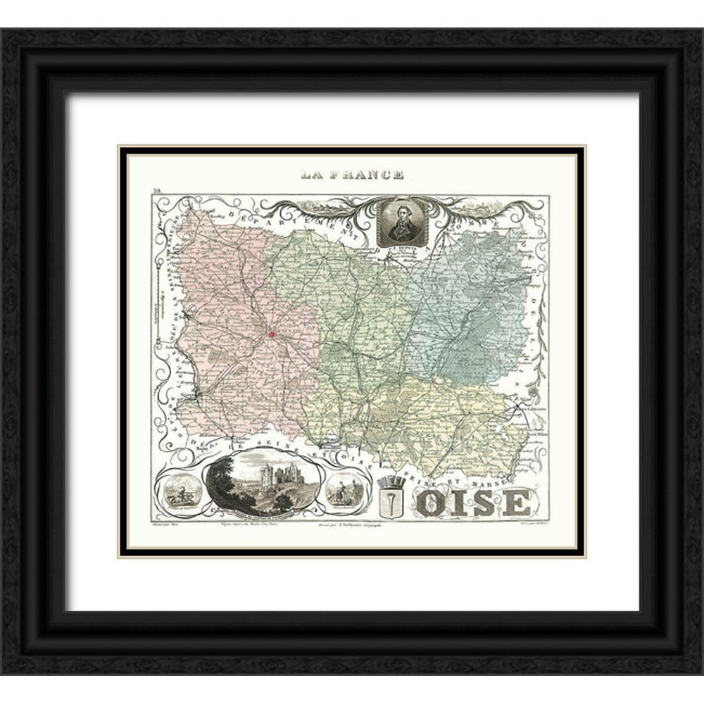 Migeon 29x26 Black Ornate Wood Framed with Double Matting Museum Art ...