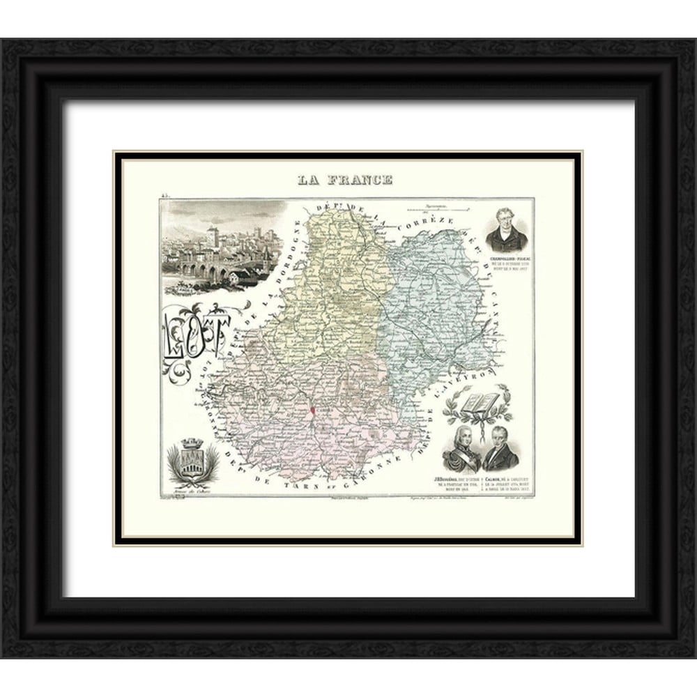 Migeon 30x26 Black Ornate Wood Framed with Double Matting Museum Art ...