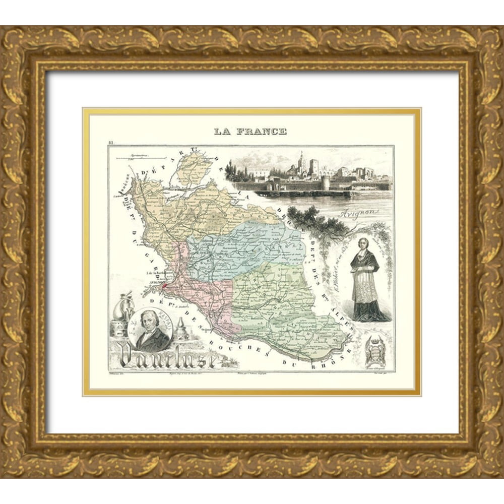 Migeon 30x26 Gold Ornate Wood Framed with Double Matting Museum Art ...