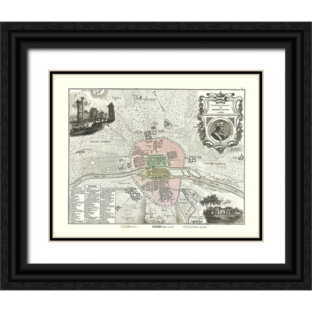 Migeon 32x26 Black Ornate Wood Framed with Double Matting Museum Art ...