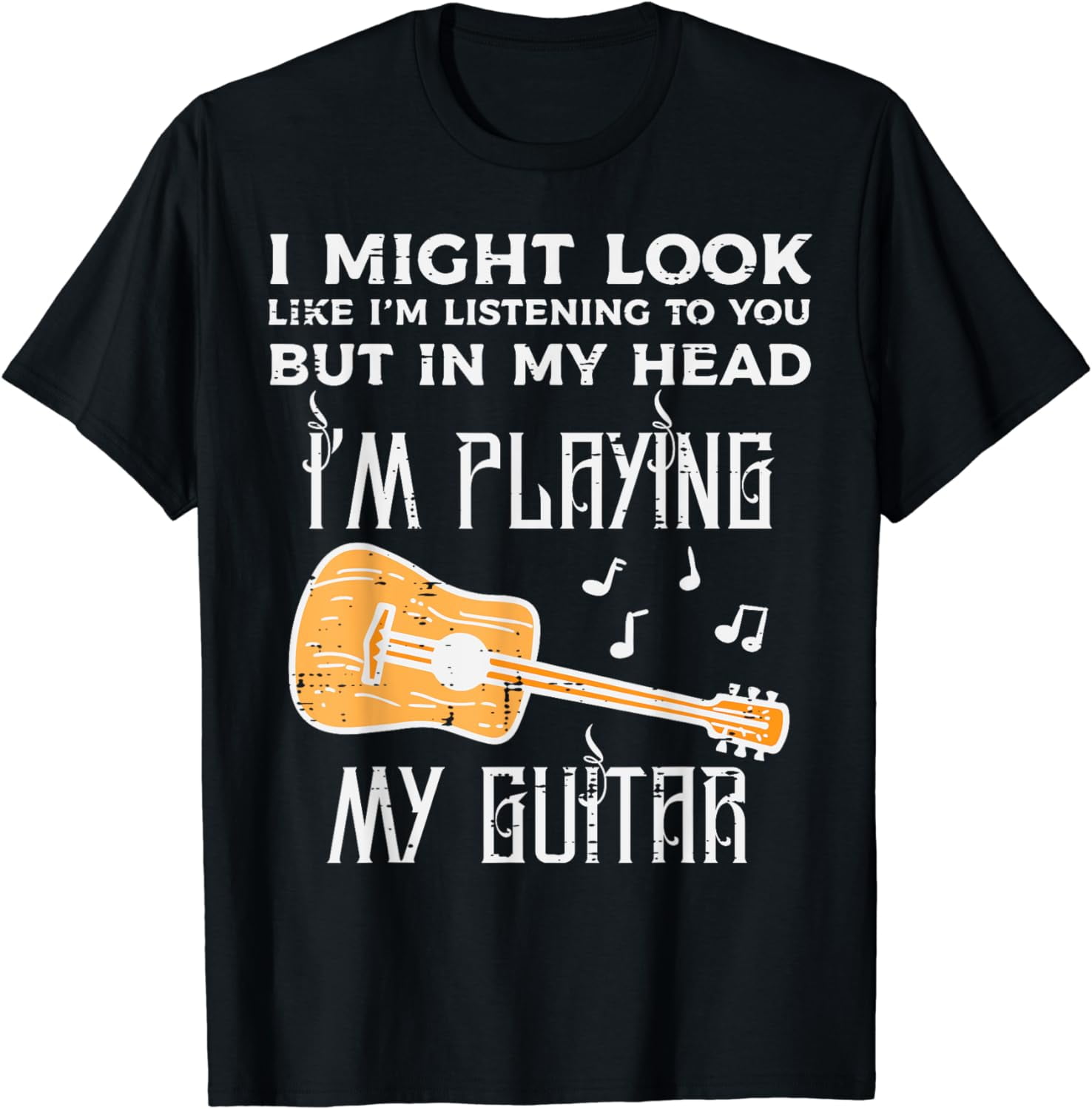 Might Look Listening Playing Guitar Rock Rocker Men Boys Kid T-Shirt ...
