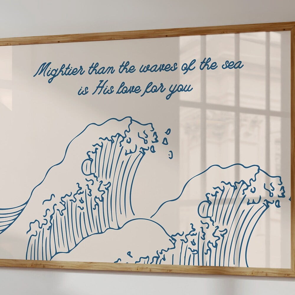Mightier Than The Waves Art Print: Minimalist Christian Scripture ...
