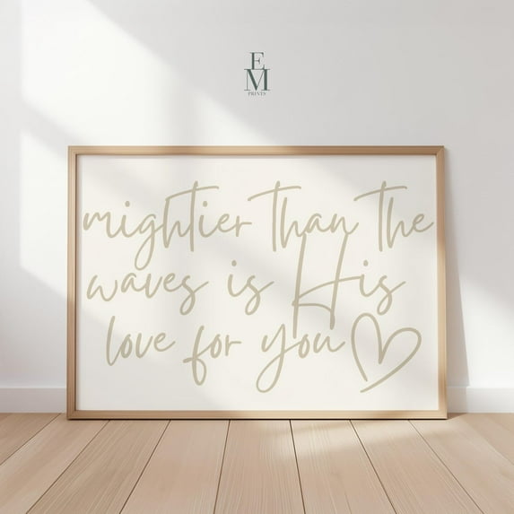 Mightier Than The Waves Christian Wall Art, Bible Verse, Scripture Art ...
