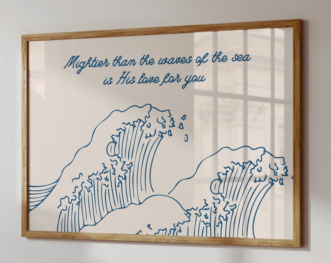 Mightier Than The Waves Art Print Minimalist Christian Wall Art Psalm ...