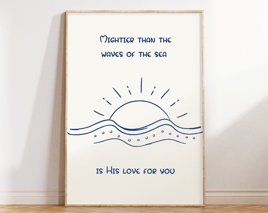 Mightier Than The Waves Print, Psalm 93:4 Print, Bible Scripture Art ...