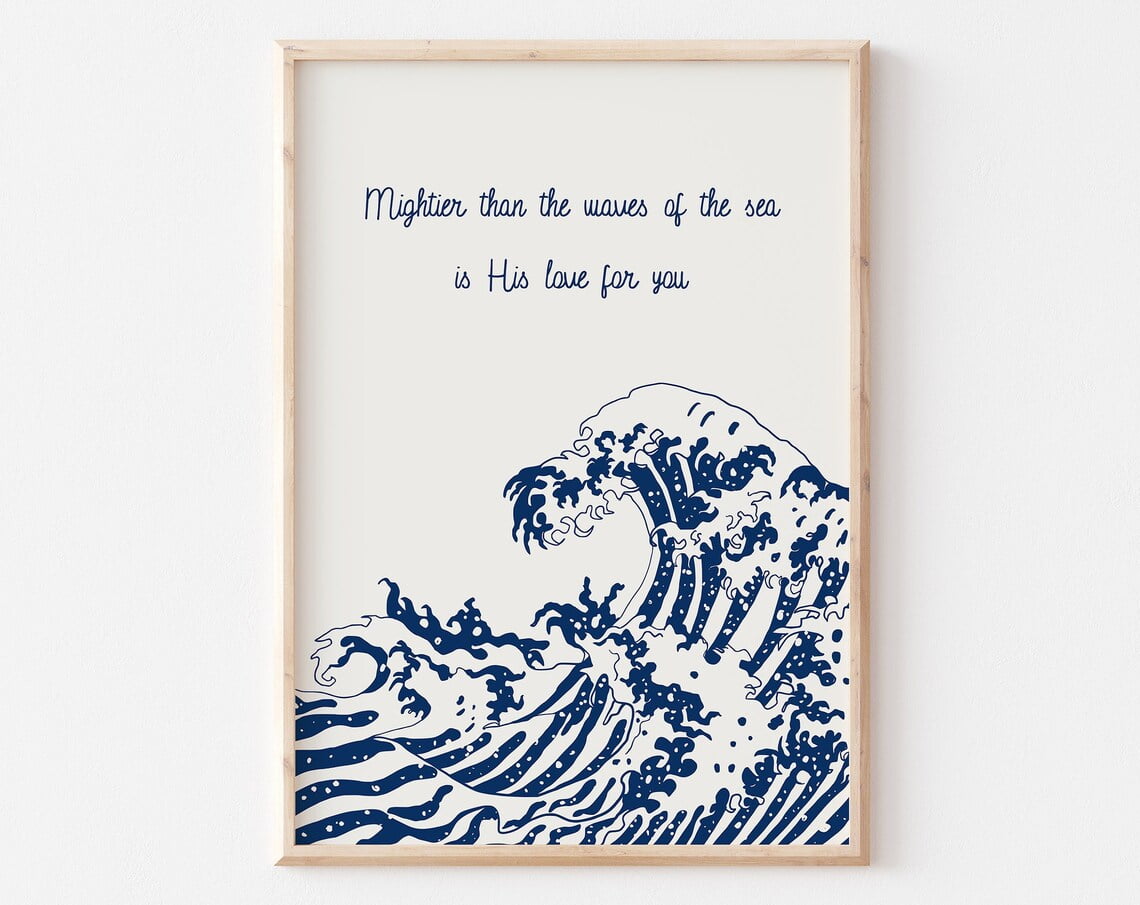 Mightier Than The Waves Print, Psalm 93:4 Print, Bible Scripture Art ...
