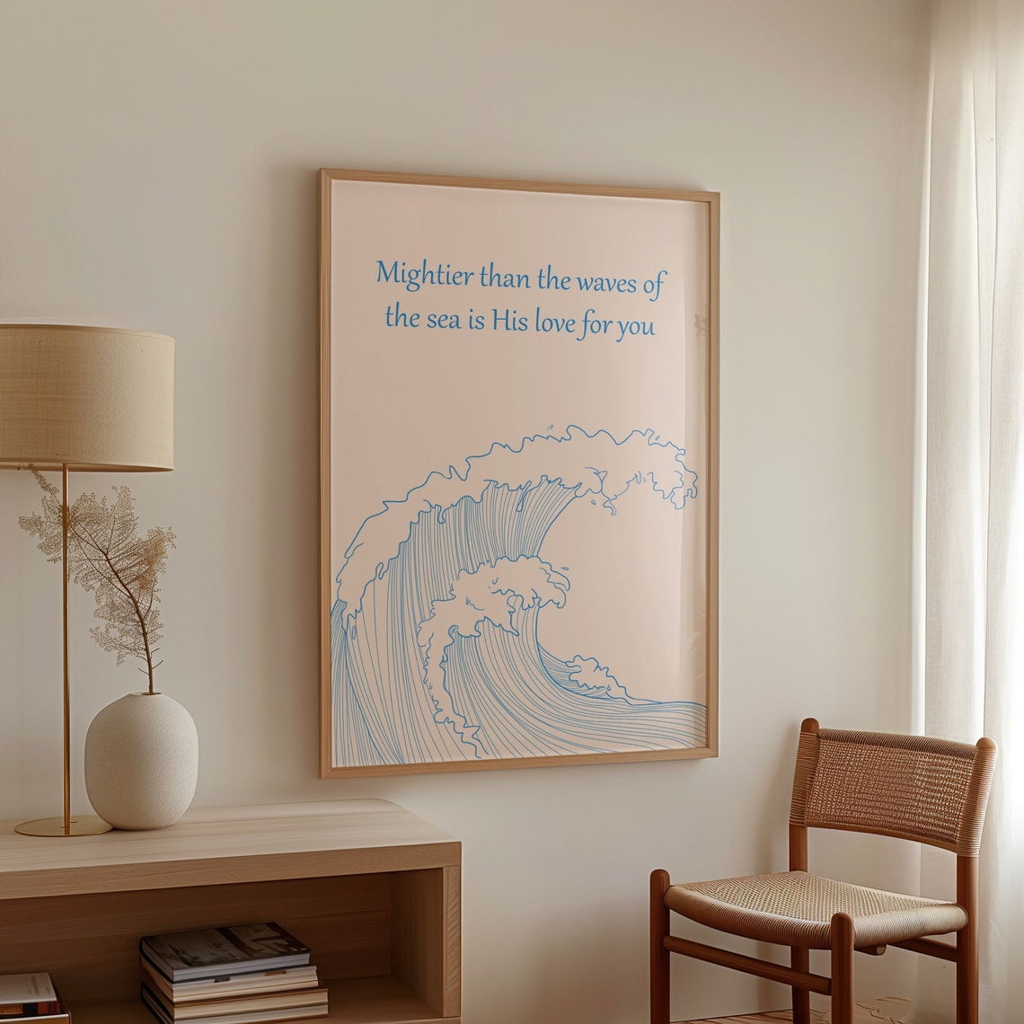 Mightier Than The Waves Of The Sea Is His Love For You Art Print, Psalm 93:4 Print, Bible Verse ...