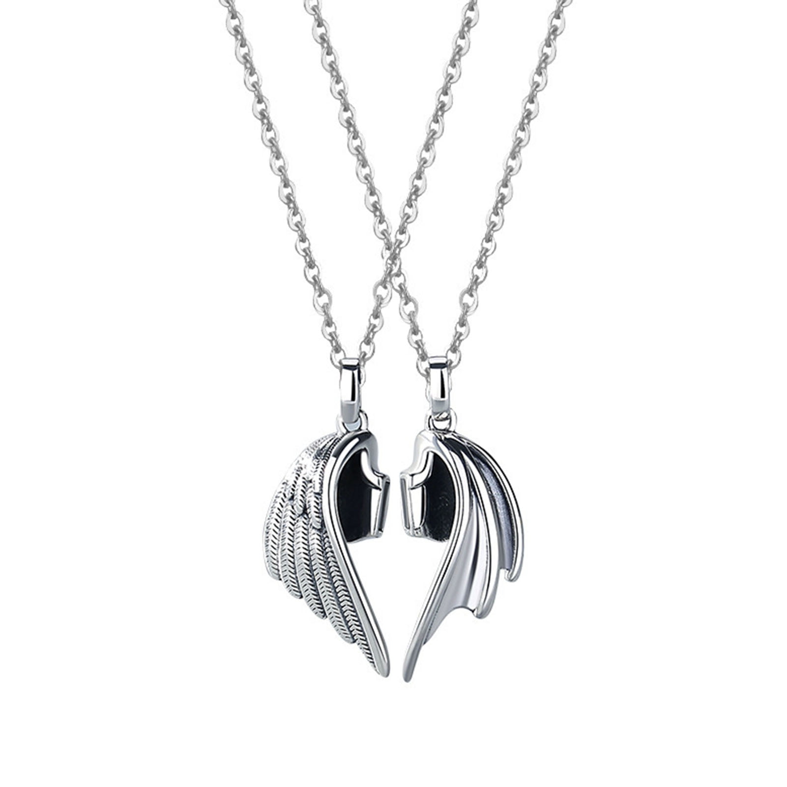 Mightlink 1 Pair Couple Necklaces Wing Shape Magnet Connection Love ...