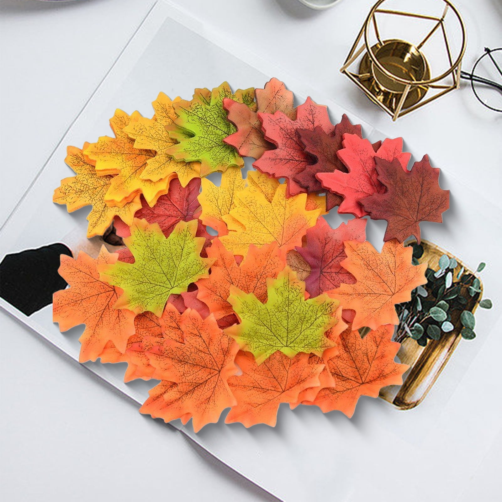 Mightlink 200Pcs Artificial Maple Leaf Fake Silk Realistic Fall Maple ...