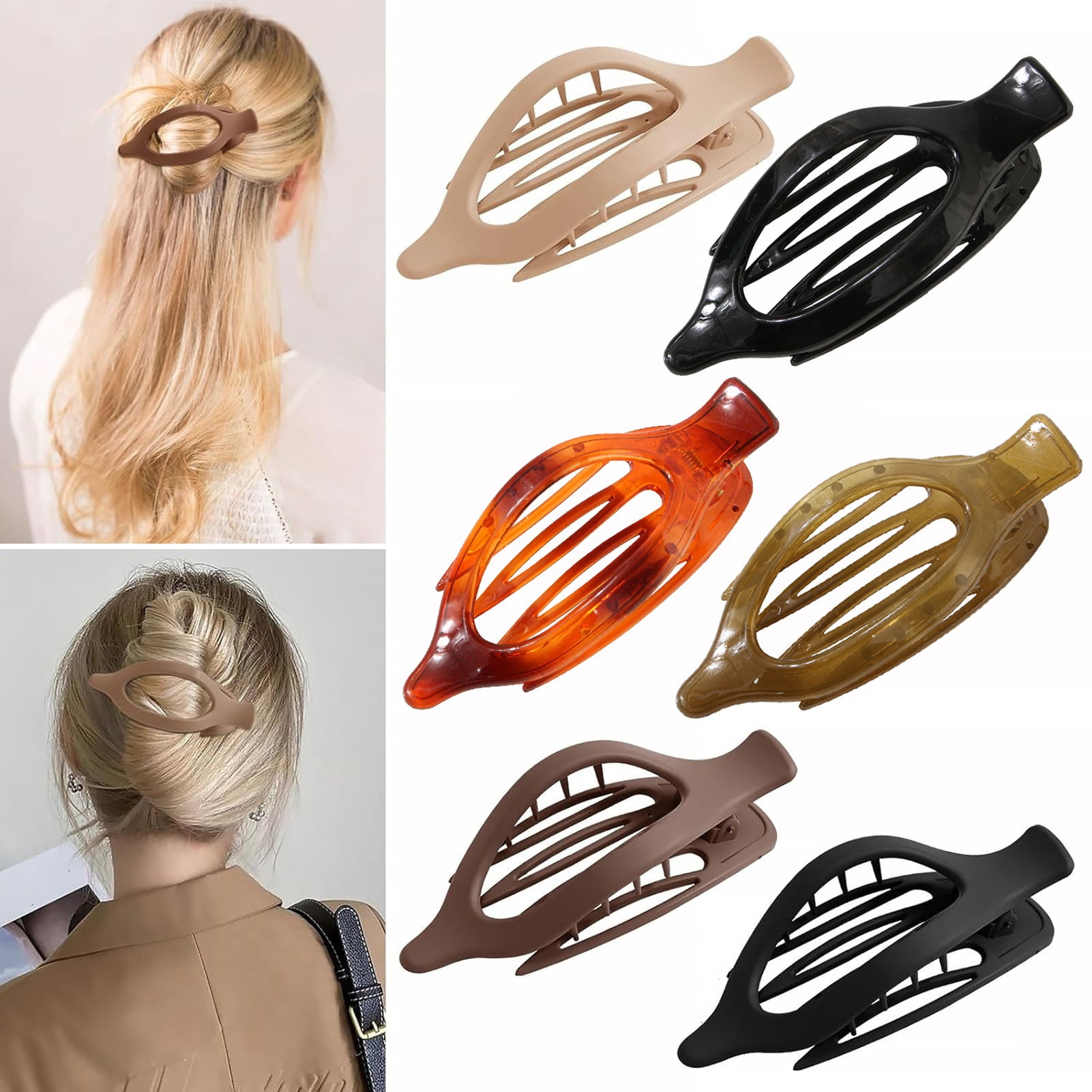 Mightlink 3Pcs Oval Flat Hair Clip,French Frosted Claw Clamp,Women ...