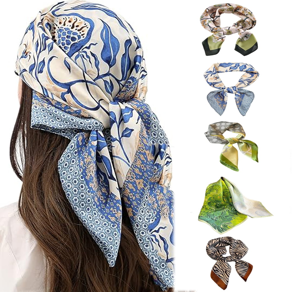 Mightlink 3Pcs Women Head Hair Scarf,Faux Silk Square Scarf Like Satin ...