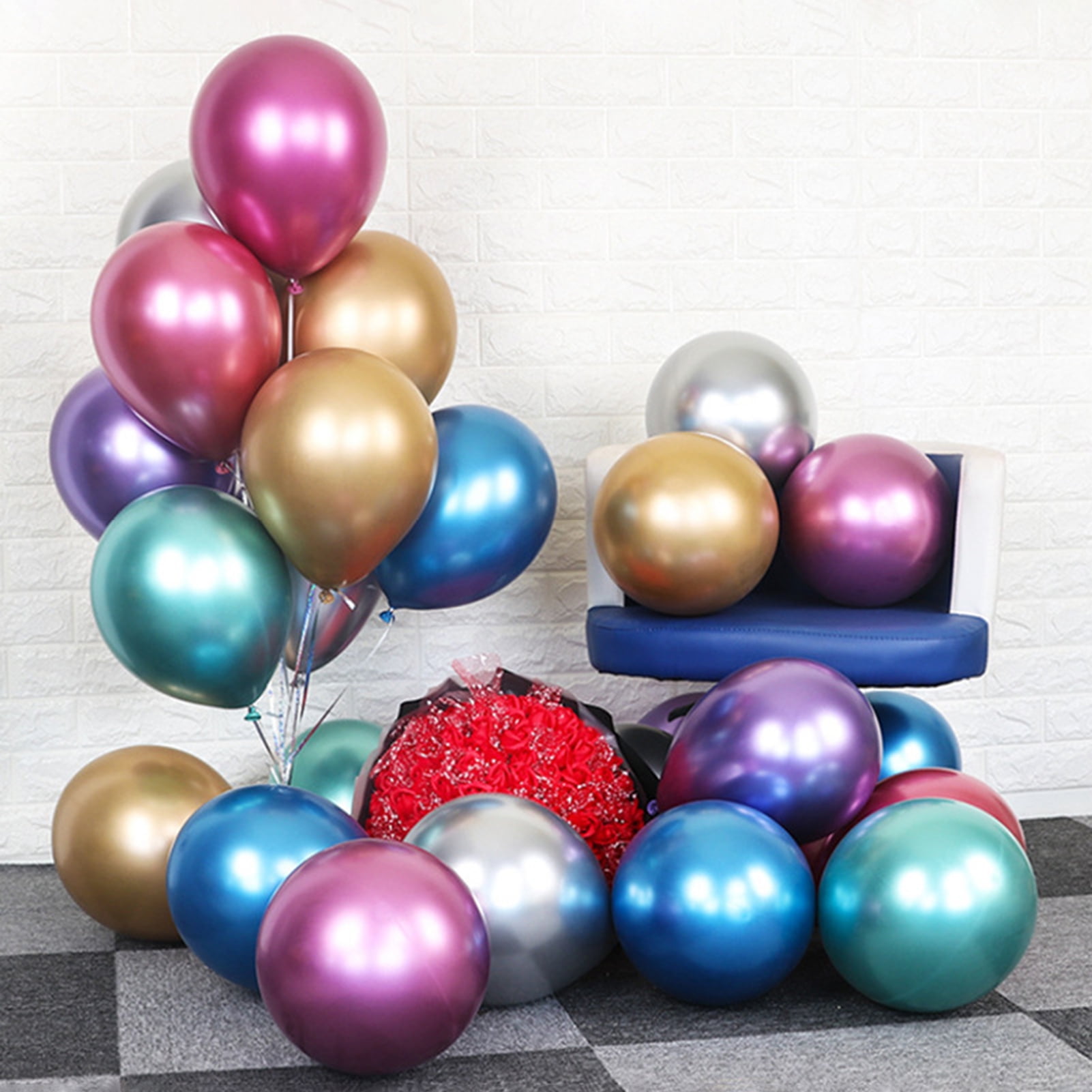 Mightlink 50Pcs 5 Inches Metallic Balloon Shiny Multi-colors Thicker ...