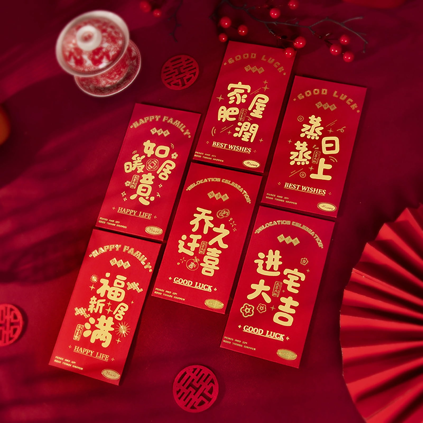 Mightlink 6Pcs Red Envelope High Capacity Good Meaning Lucky ...
