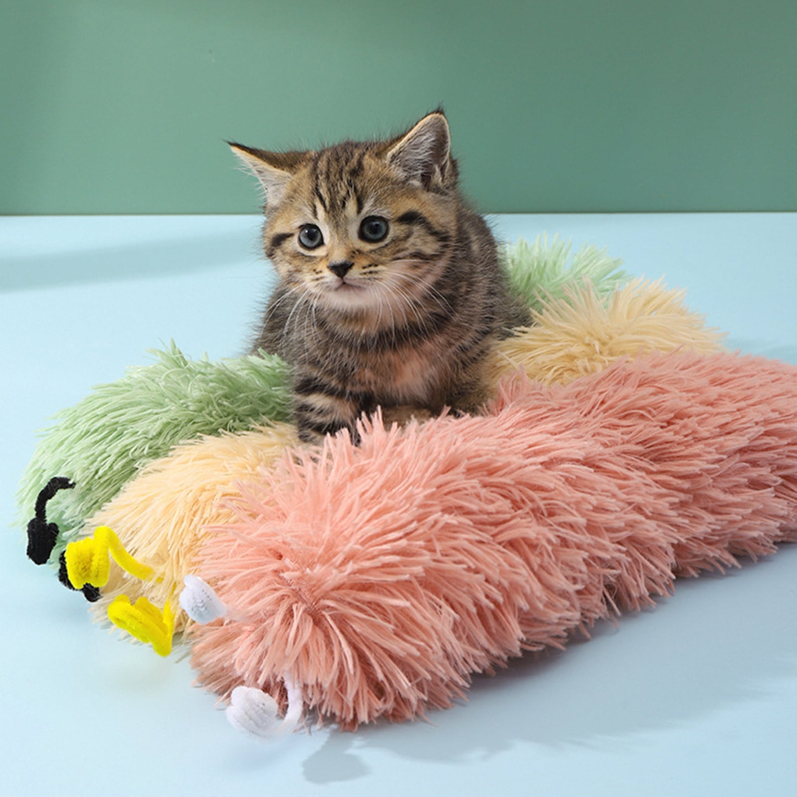 Mightlink Cat Plush Toy Attractive Soft Lightweight Caterpillar Shape ...