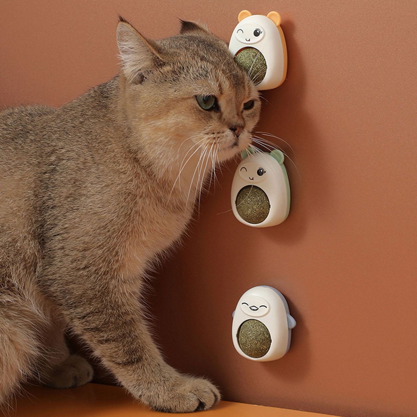 Mightlink Catnip Ball Natural Materials Wall-mounted with Cover 360 Degree Rotatable Increase ...