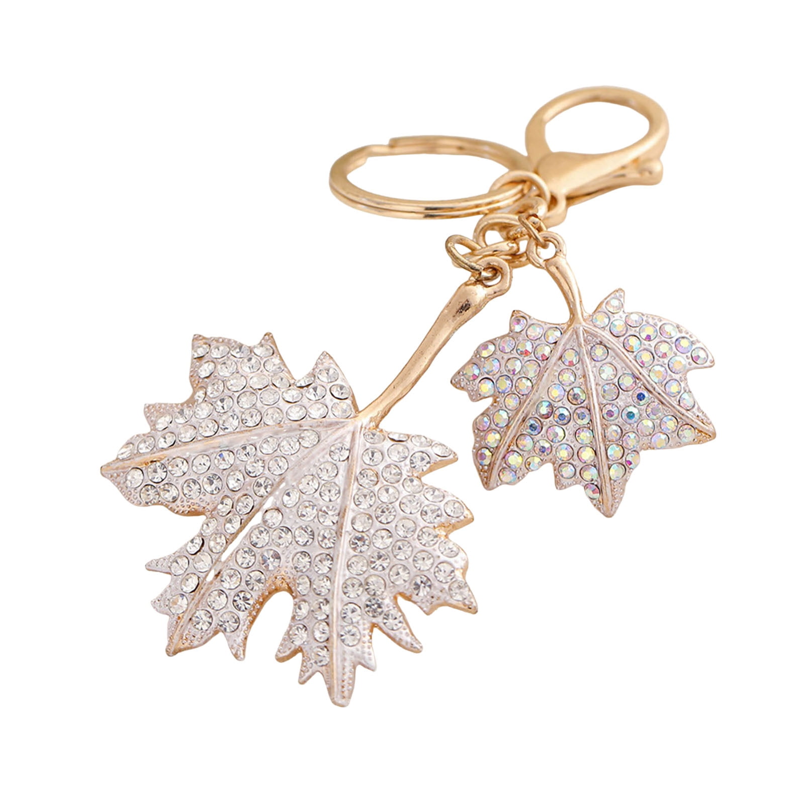 Mightlink Maple Leaf Pendant Keychain Sparkling Colorful Inlaid Car ...