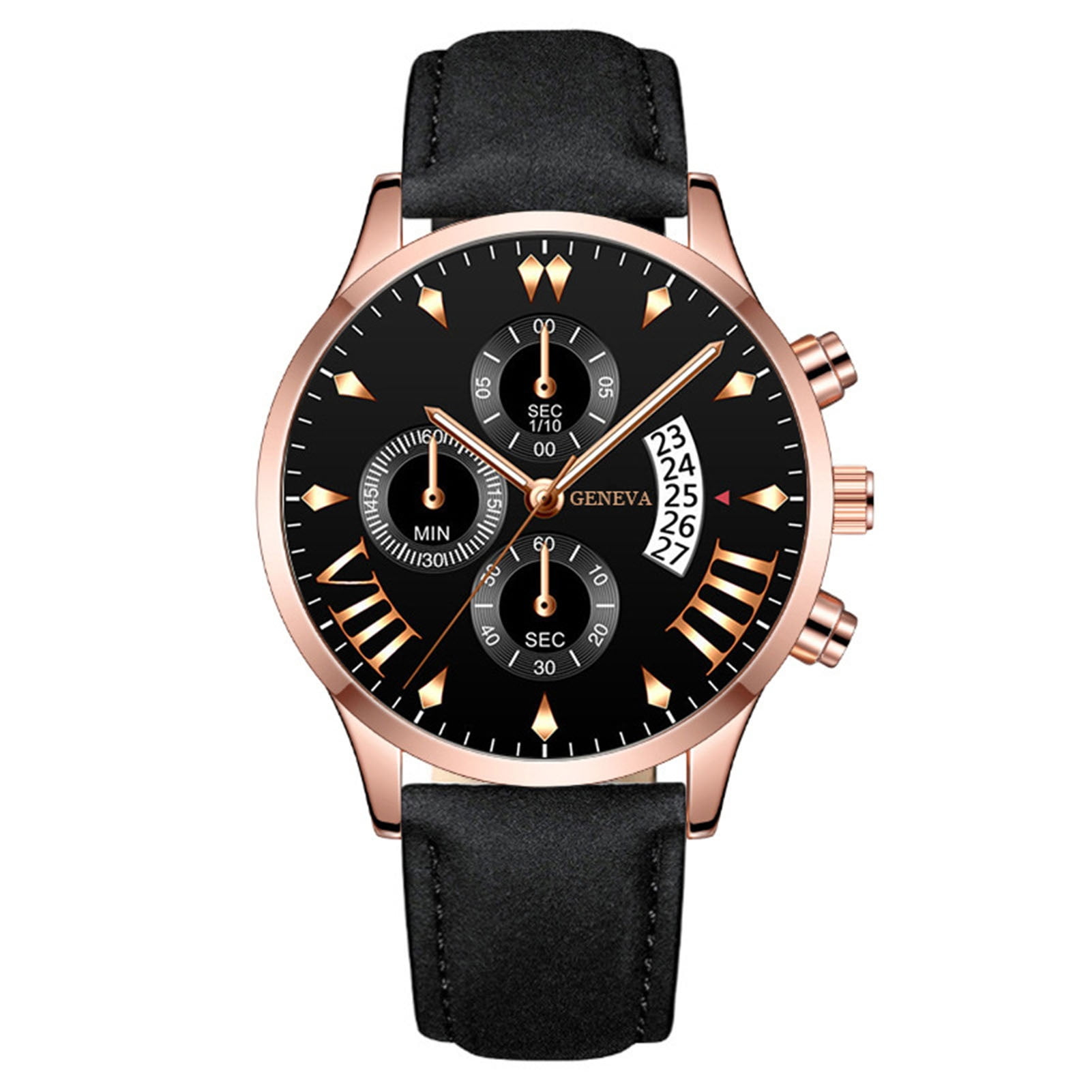 Mightlink Men Quartz Watch Round Dial Three Small Dials Adjustable Faux ...