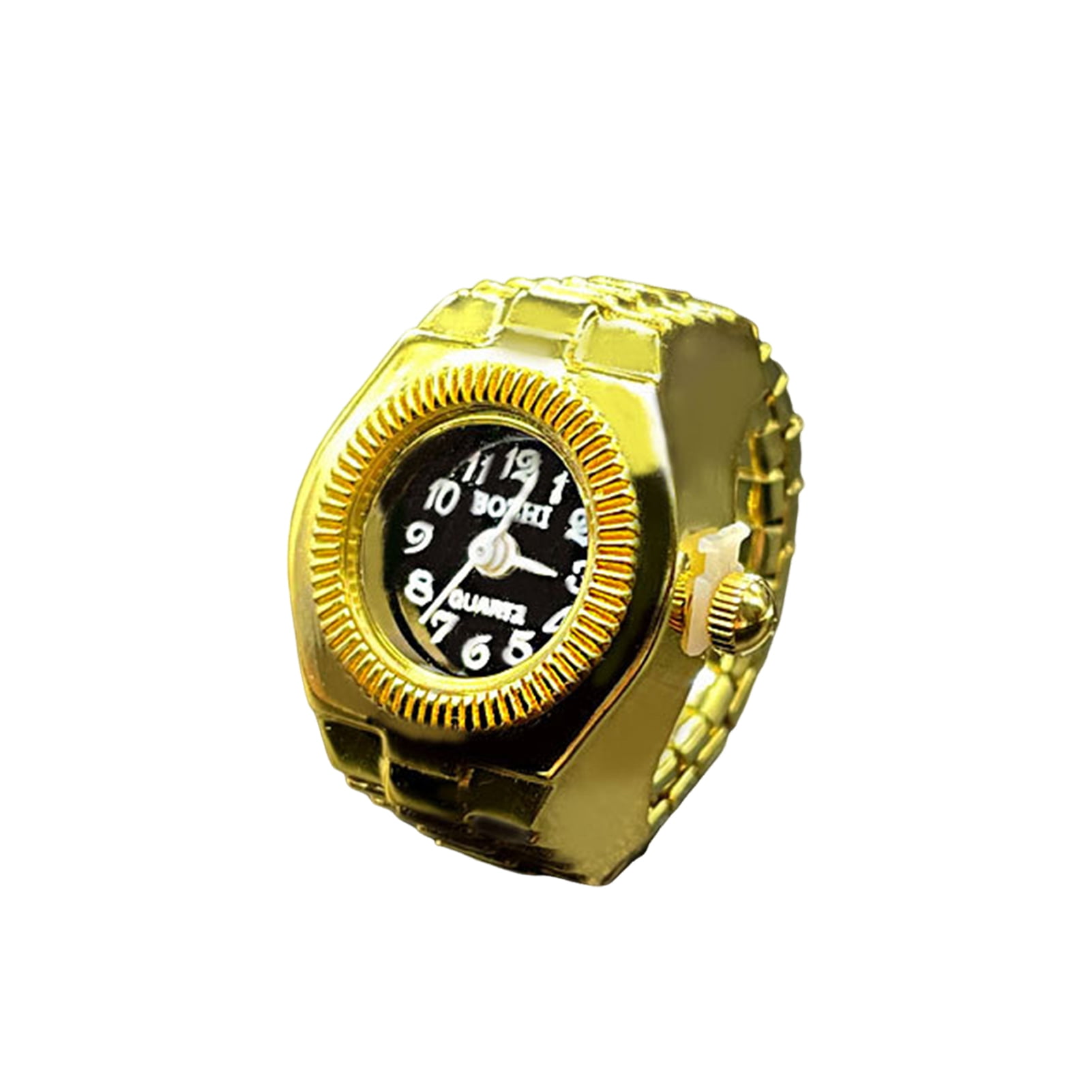 Mightlink Men Women Ring Watch Elastic Stainless Steel Band Round ...