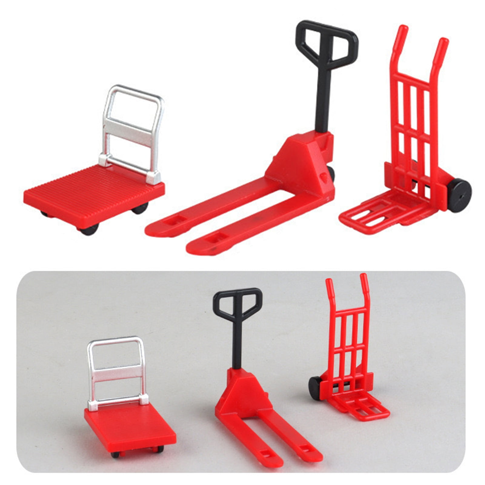 Mightlink Miniature Dollhouse Platform Trolley Fork Lift Hand Cart Set ...
