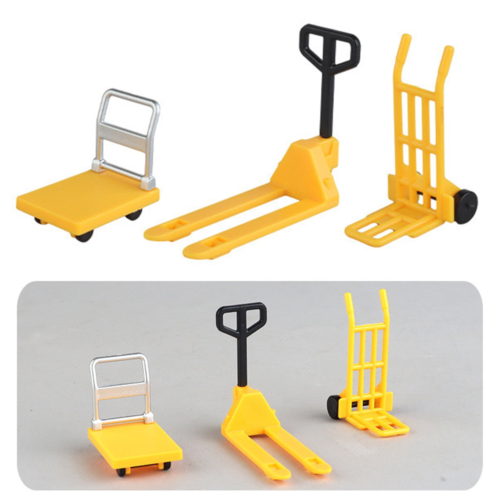 Mightlink Miniature Dollhouse Platform Trolley Fork Lift Hand Cart Set ...
