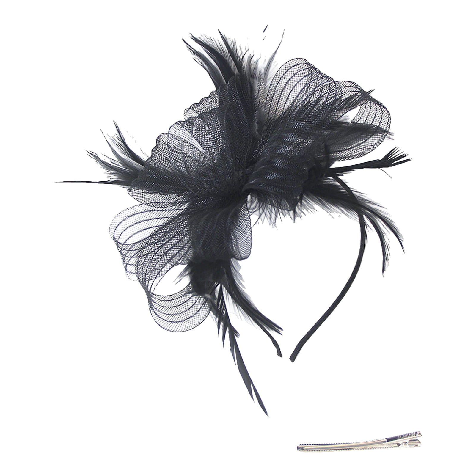 Mightlink Party Fascinator Retro Feather Multi Layers Bow-knot Mesh ...