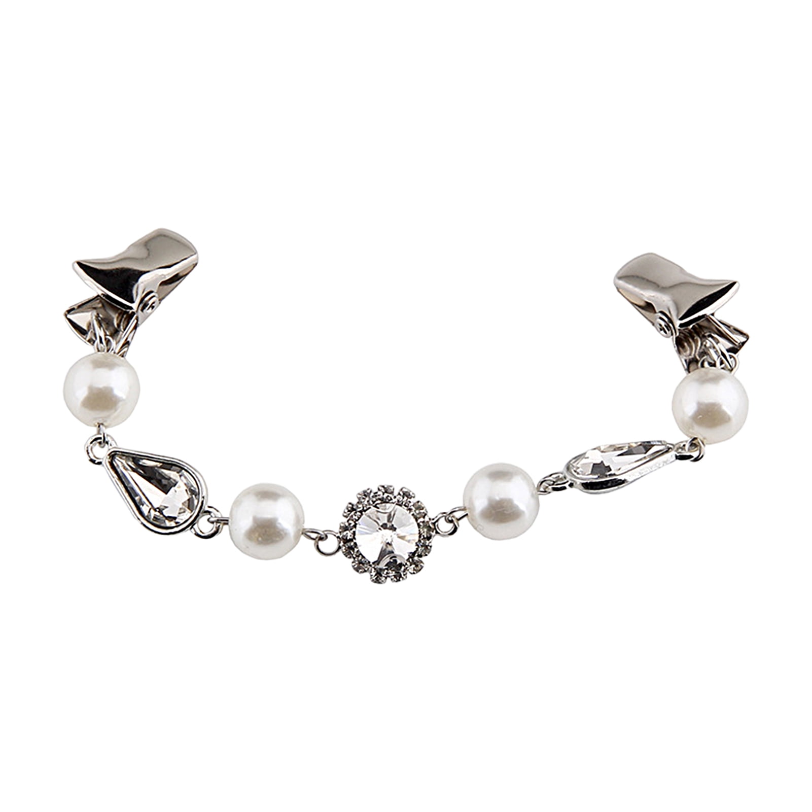 Mightlink Shawl Clip Faux Pearl Rhinestone Clip Design Chain Style Fine ...