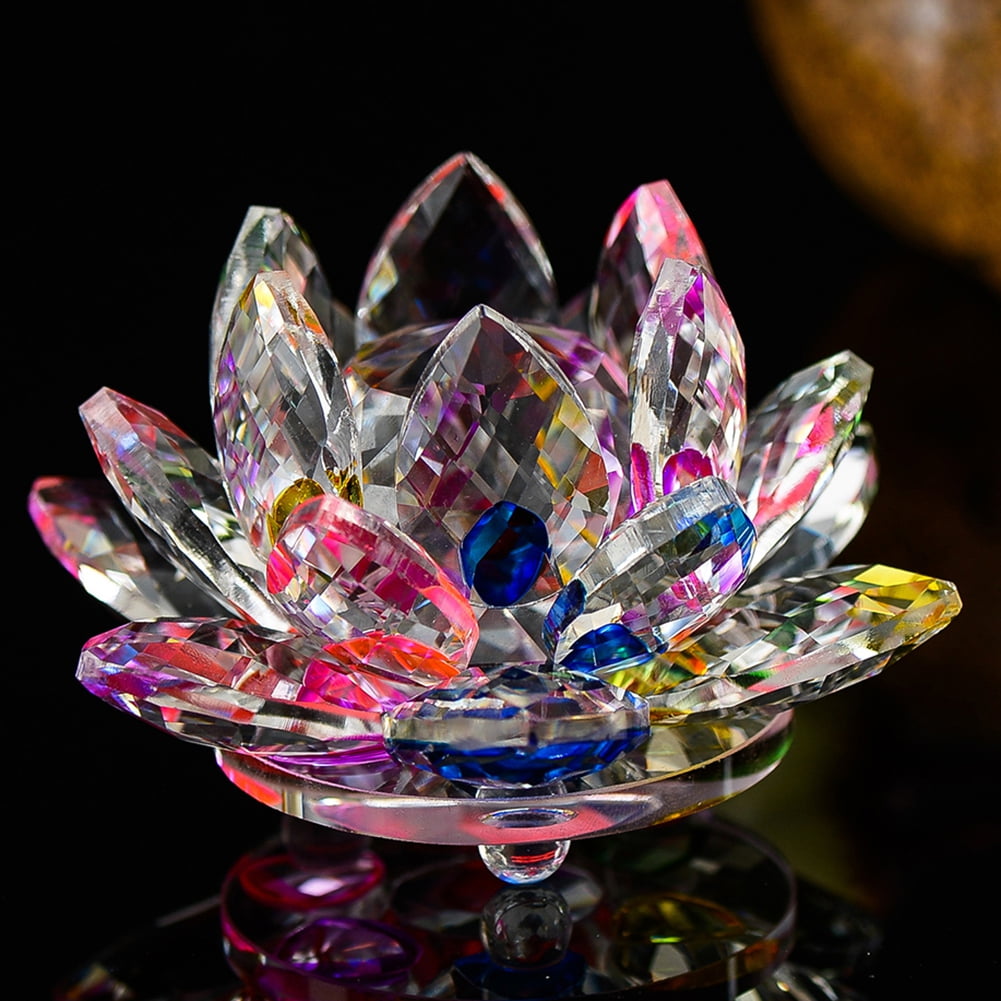 Mightlink Sparkling Crystal Lotus Flower Hue Reflection Feng Shui Home ...