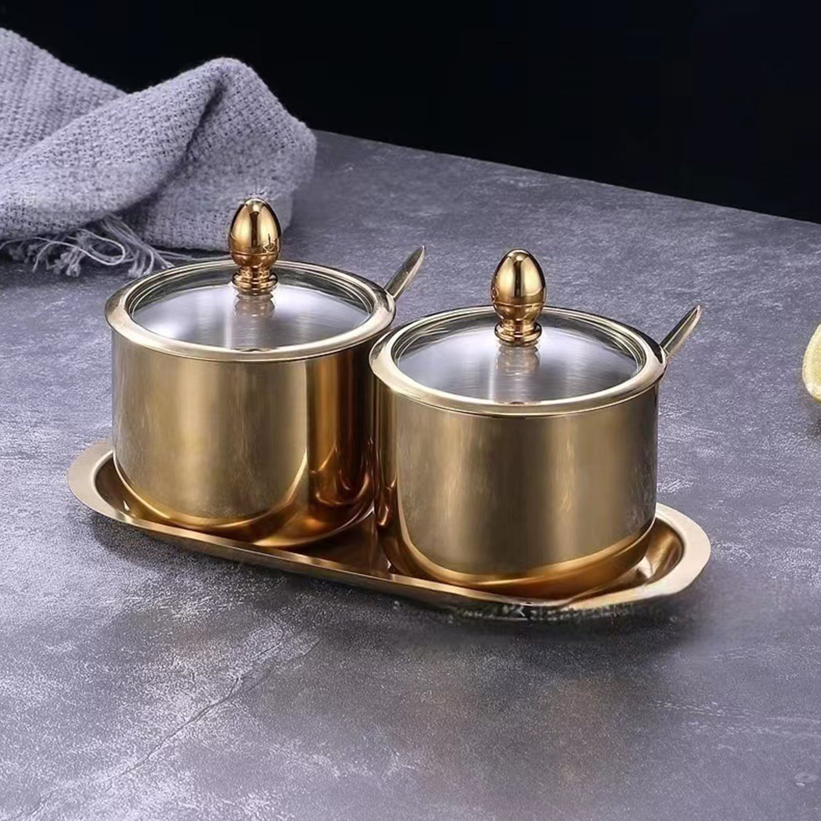 Mightlink Stainless Steel Seasoning Jar with Glass Lid And Spoon ...