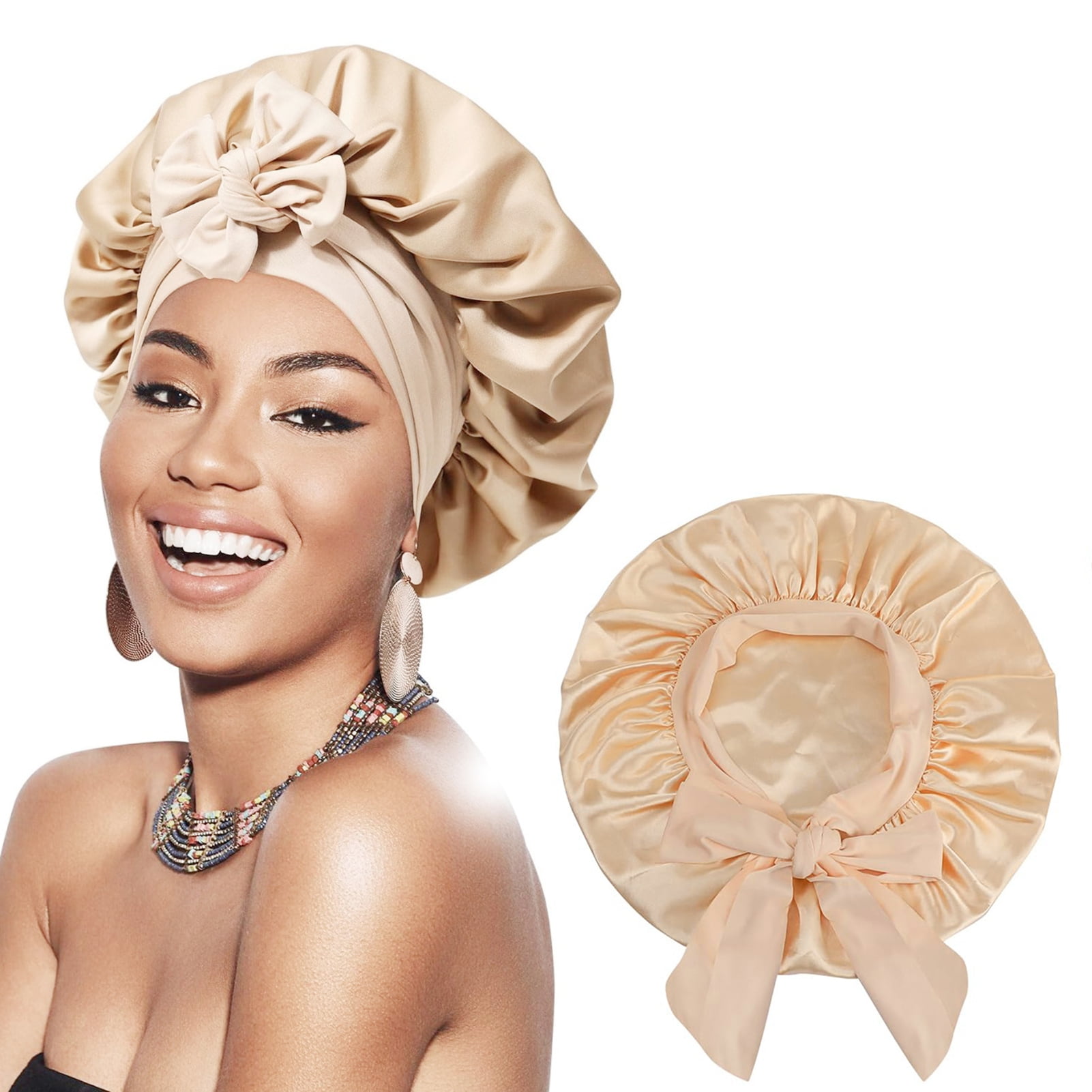 Mightlink Women Nightcap Satin with Tie Bands Bathing Makeup Exercise ...