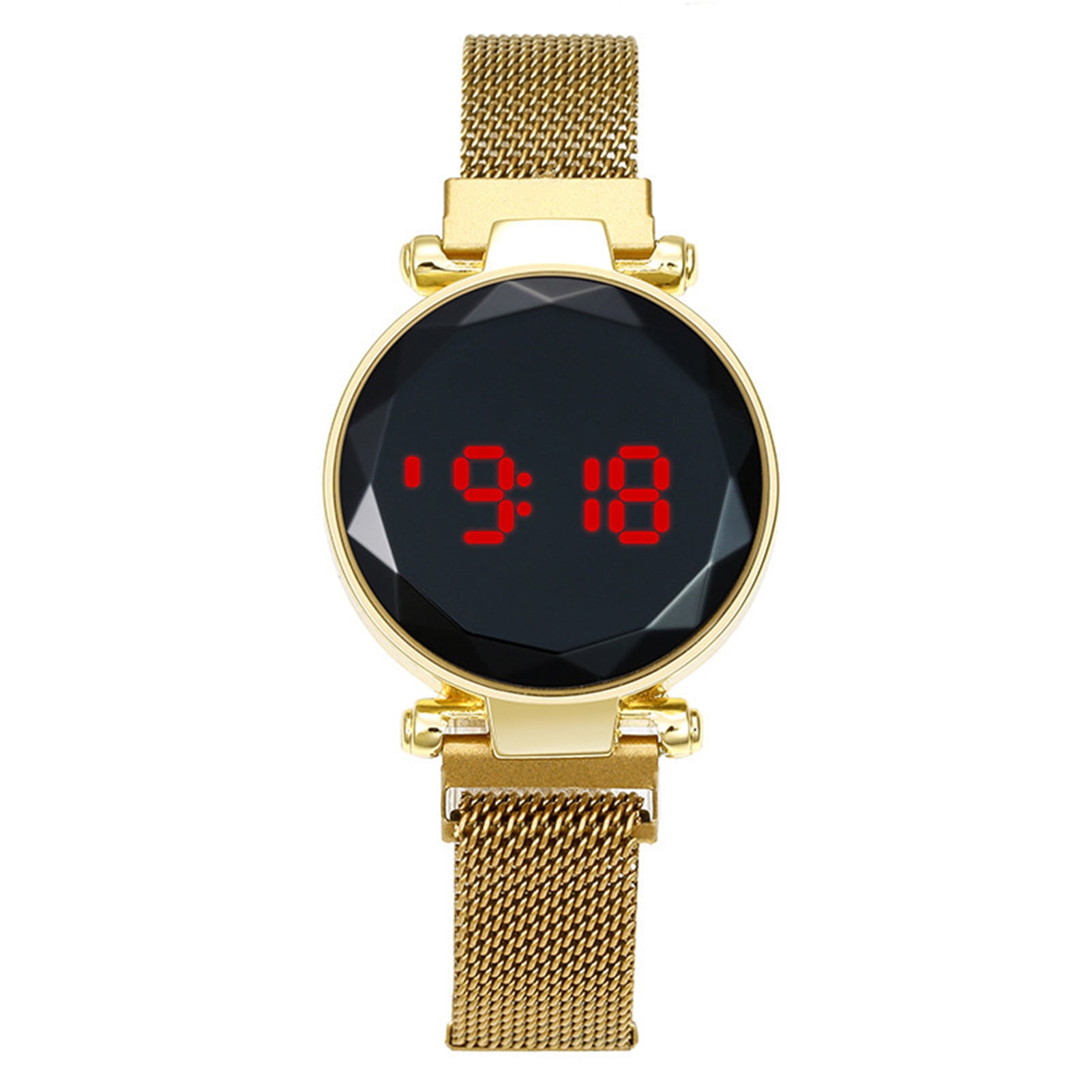 Mightlink Women Wristwatch Round Dial LED Night Light Touch Screen ...