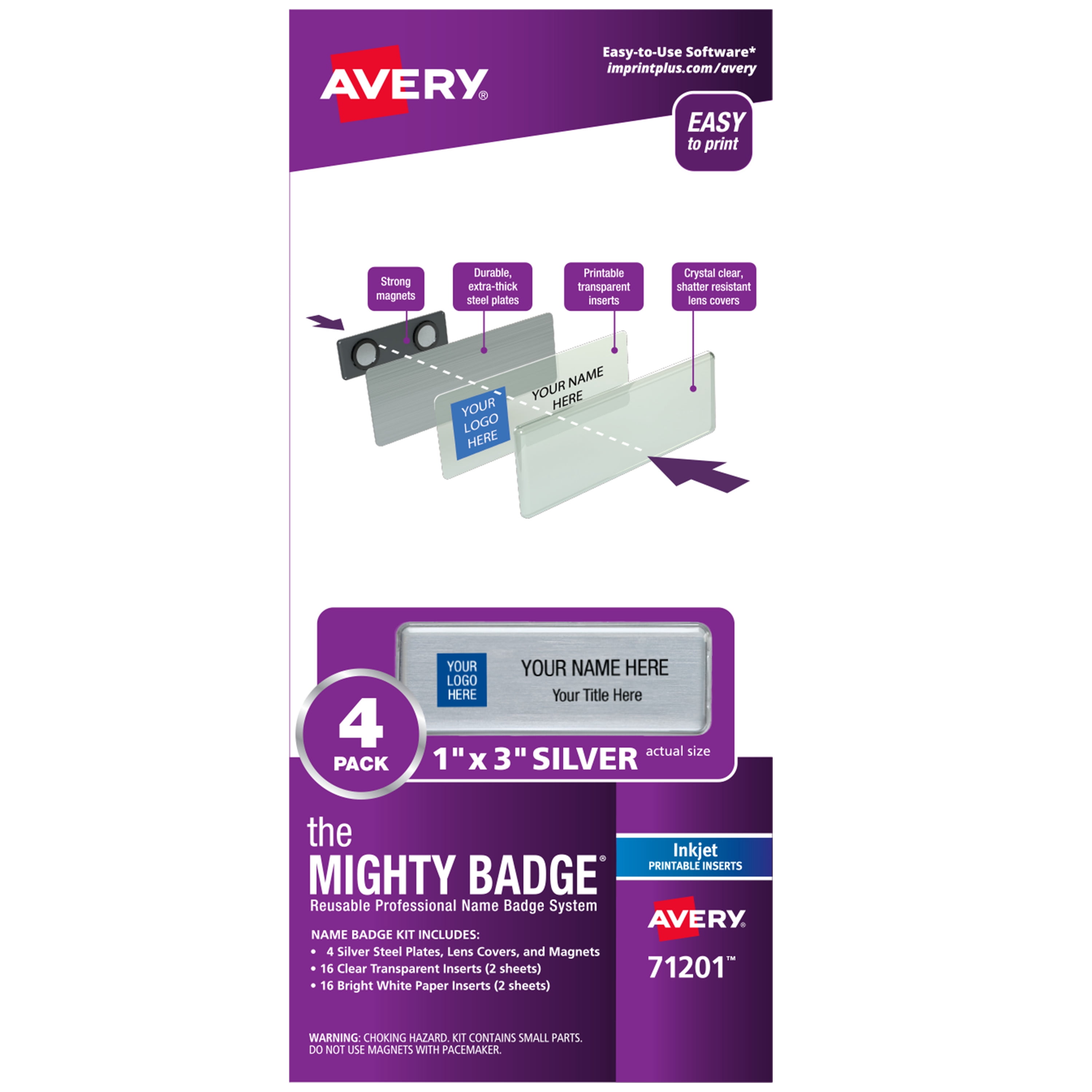 The Mighty Badge by Avery Professional Reusable Name Badge System ...
