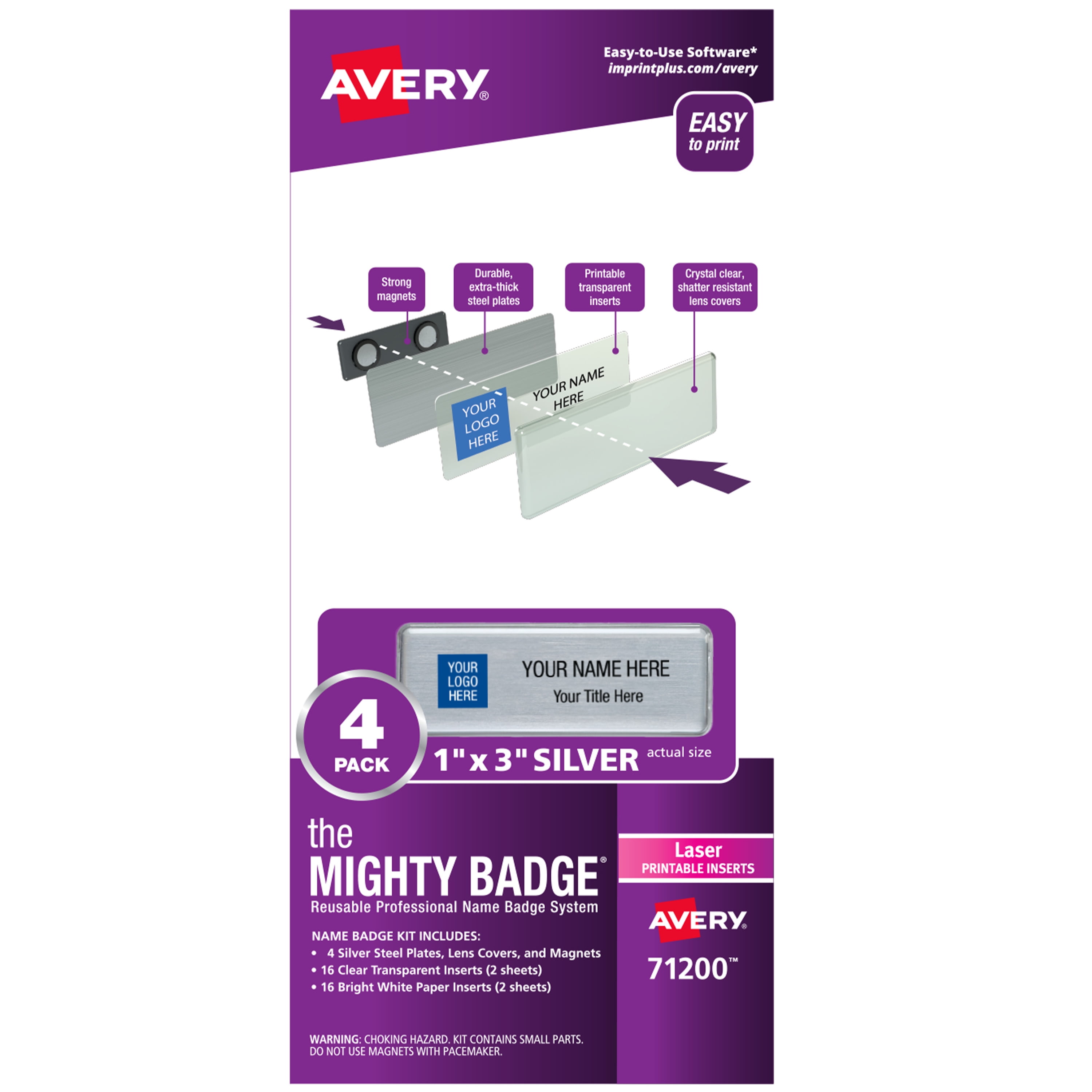 The Mighty Badge by Avery Professional Reusable Name Badge System ...