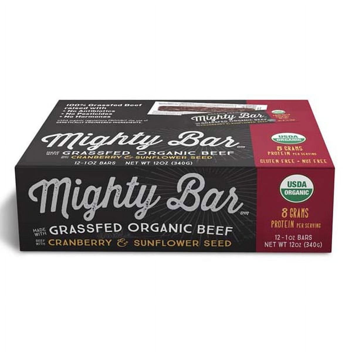 Mighty Bars Cranberry & Sunflower Seed Grassfed Organic Beef 1 oz Bars ...
