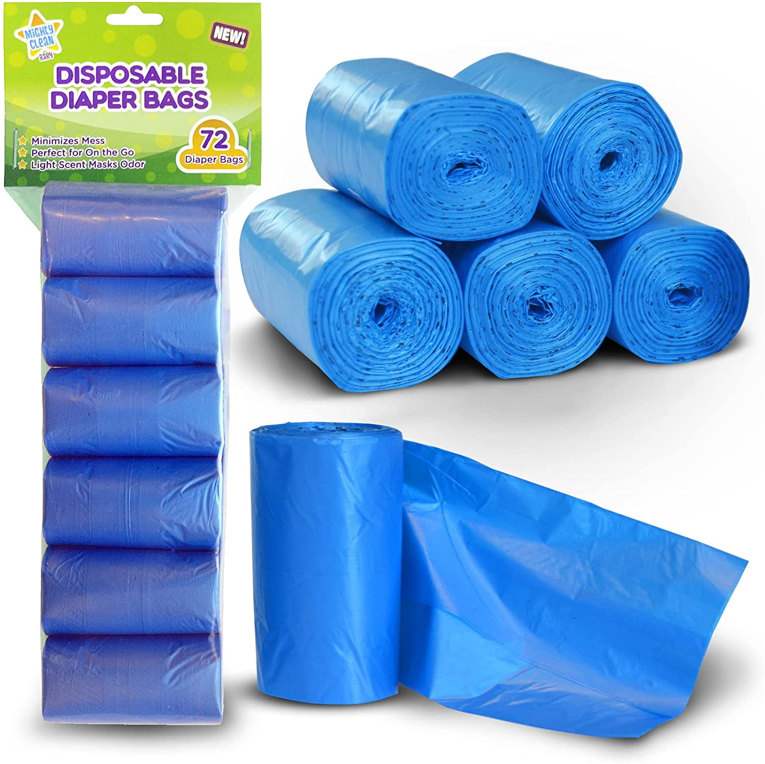 Mighty Clean Baby Disposable Diaper Bag Refill Rolls - Waste Sacks with ...